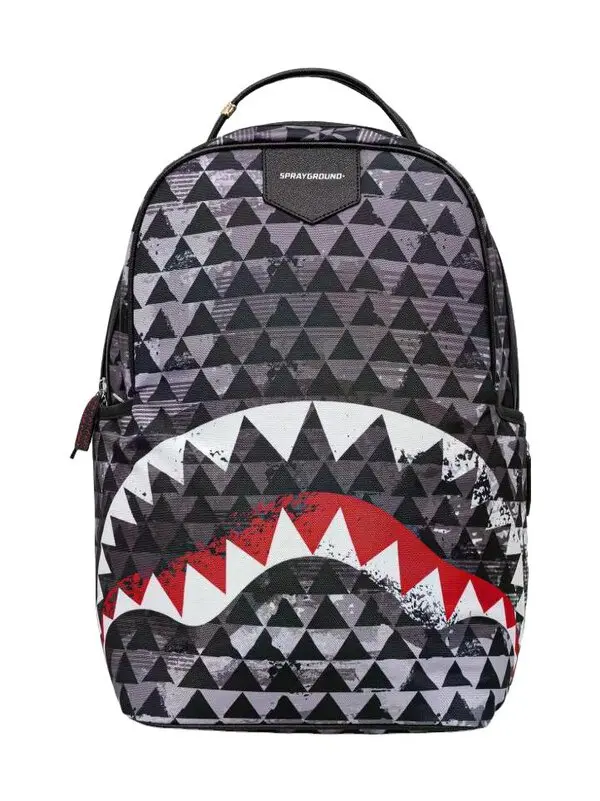 SPRAYGROUND Geometric-print Shark-mouth Backpack - Grey