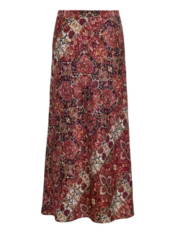 Cara Cara Kaia Tapestry-print Silk Maxi Skirt - Red