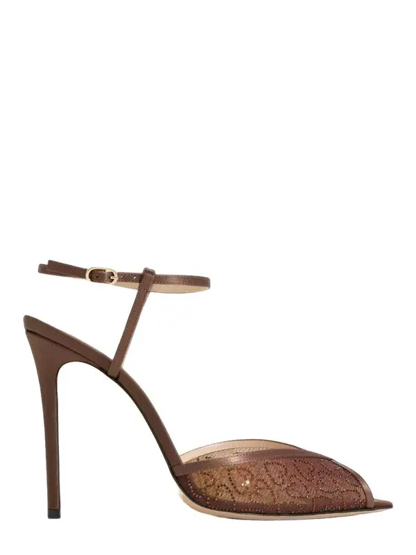 ANDREA WAZEN Katy Crystal-embellished Mesh Sandals - Brown