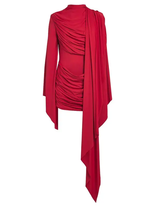 DE LA VALI Draped Persia Mini Dress - Red