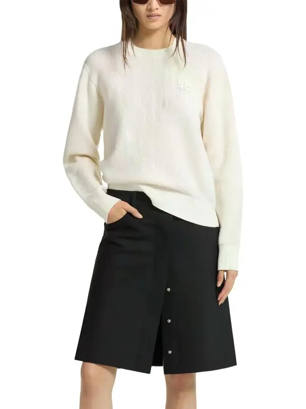 COURREGES Logo-patch Zip-shoulder Sweater - Neutrals