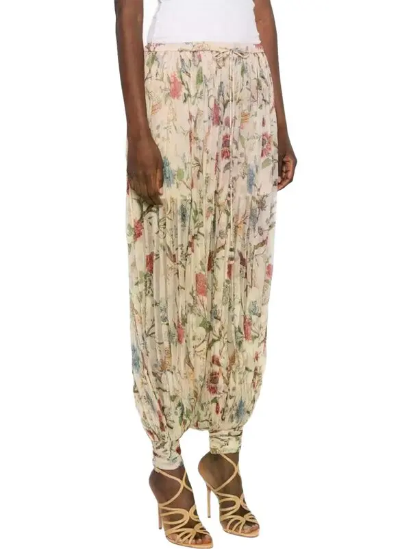 INTO THE EAST Floral-print Tapered Trousers - Neutrals