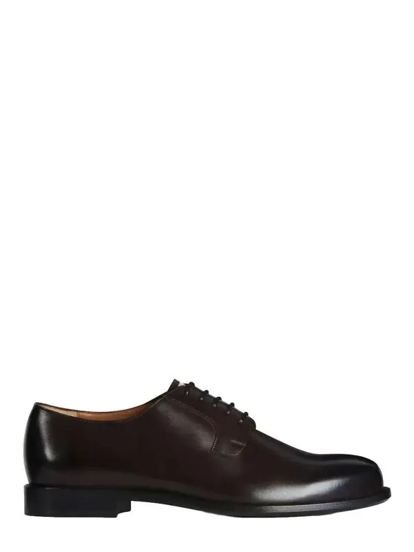 Givenchy Label Derbies In Leather - Brown