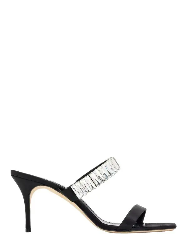 Manolo Blahnik Sakobay Crystal-embellished Satin Sandals - Black