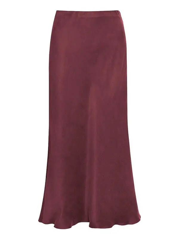 AUDREY VALLENS Cupro Maxi Skirt Rouge - Red