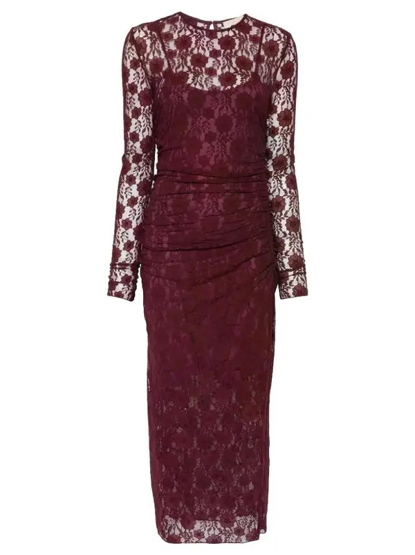 ANIYE BY Ruched Lace Dress - Red