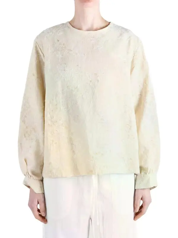 CASEY CASEY Biggy Floral-embroidered Long-sleeve Top - Neutrals