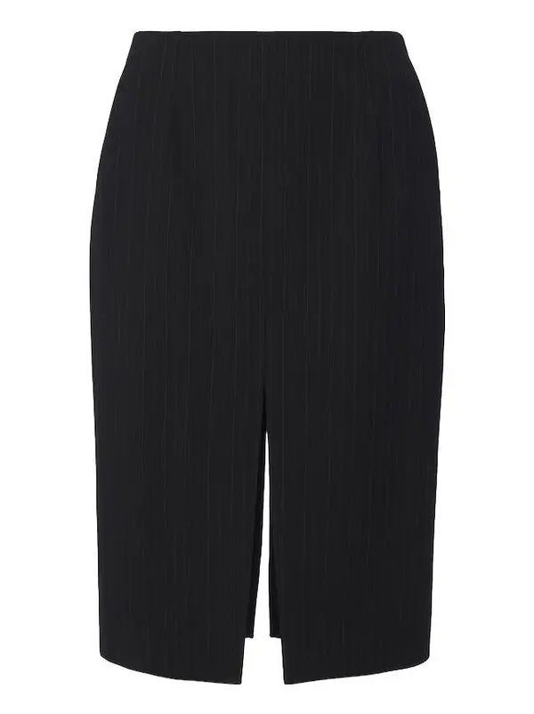 Saint Laurent Chalk Stripe Wool-blend Pencil Skirt - Black