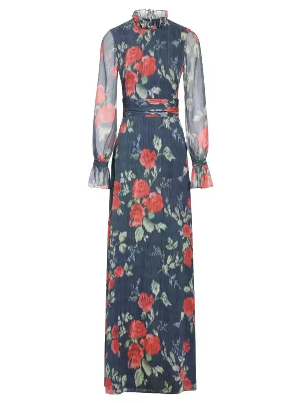 MARKARIAN Adelaide Floral-print Ruffled Gown - Blue
