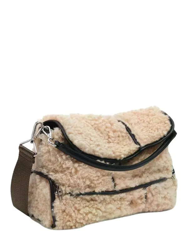 Bimba Y Lola Large Sand Fur Flap Pocket Bag - Neutrals
