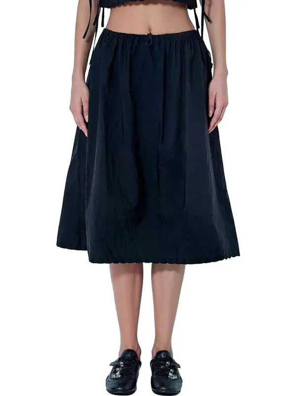 Cecilie Bahnsen Fiella Scalloped-hem Elasticated Midi Skirt - Black