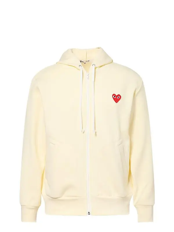 Play Comme Des Garcon Heart-appliquéd Jersey Hoodie - Ivory