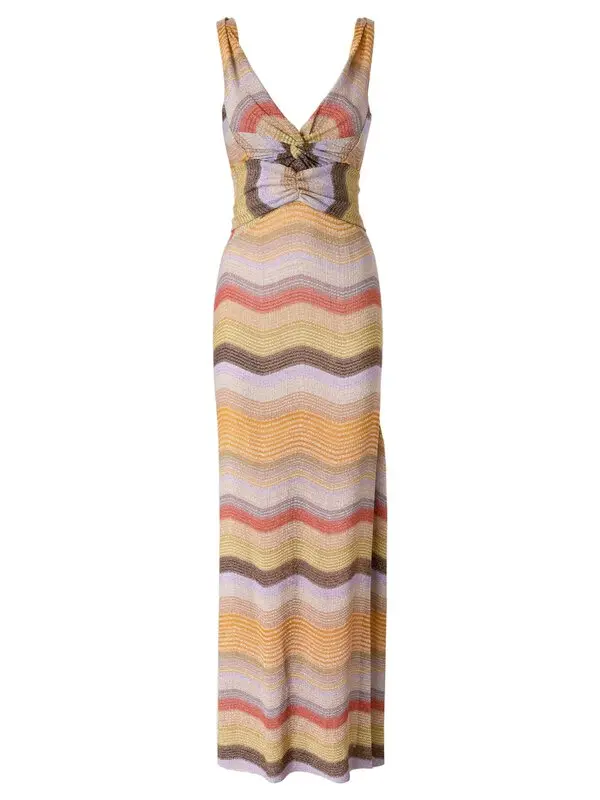 Missoni Long Draped Dress With Wave Motif - Multicoloured