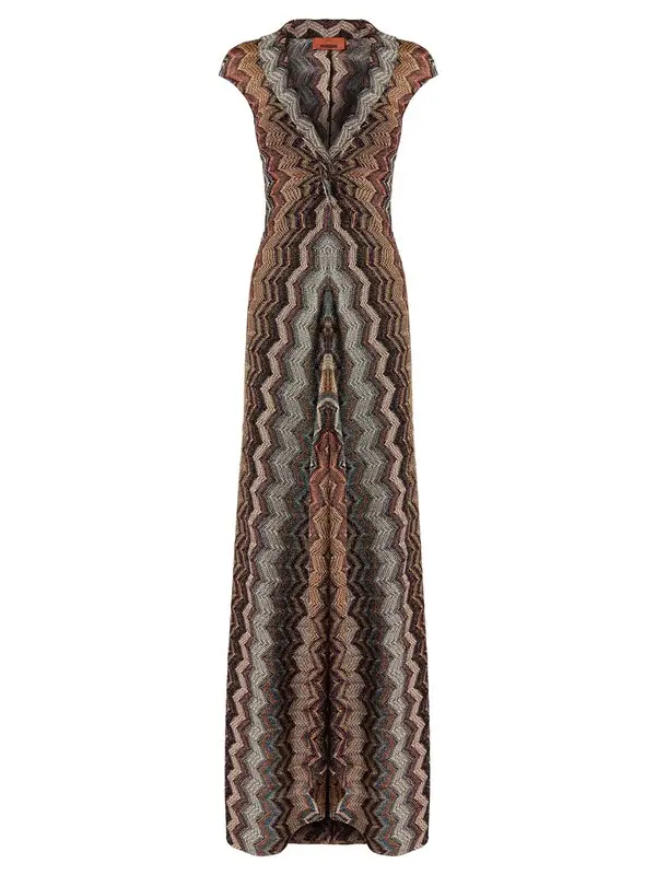 Missoni Long Dress With Knotted Neckline - Multicoloured