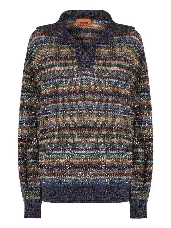 Missoni Oversized Polo Shirt With Sequins - Multicoloured