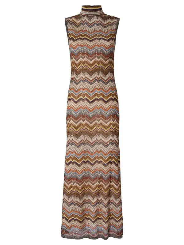 Missoni Long Halterneck Dress In Lamé Viscose - Multicoloured