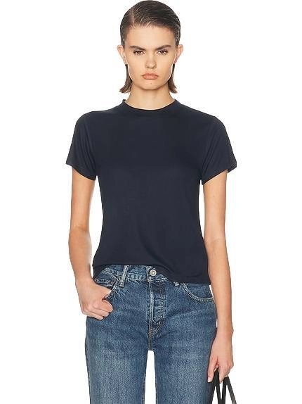 THE PARK Willa High Neck 90's Tee - Midnight Navy