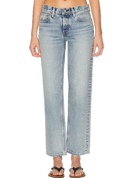 Moussy Vintage Albany Low Straight Leg Jeans - Light Blue
