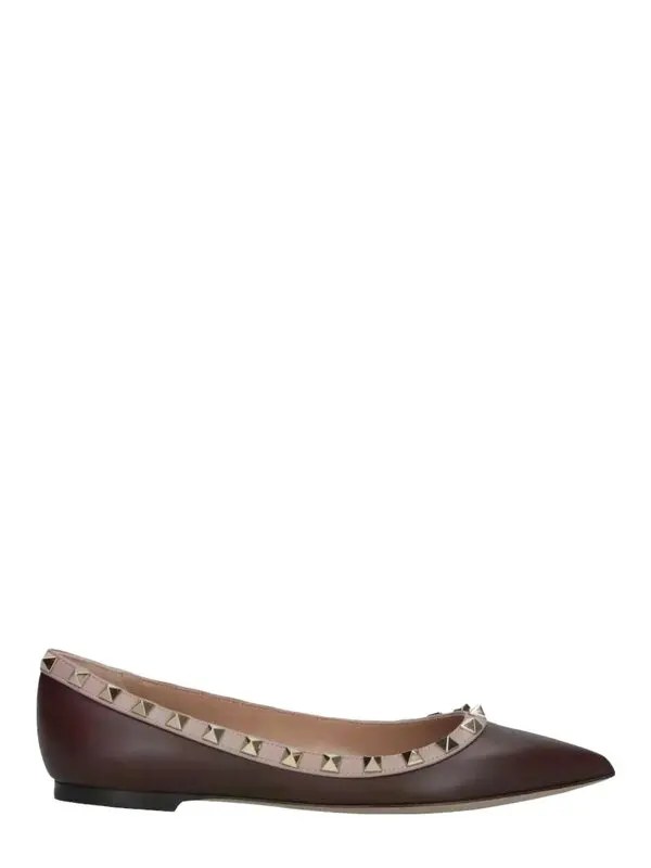 Valentino Garavani Rockstud Pointed-toe Ballet Flats - Brown