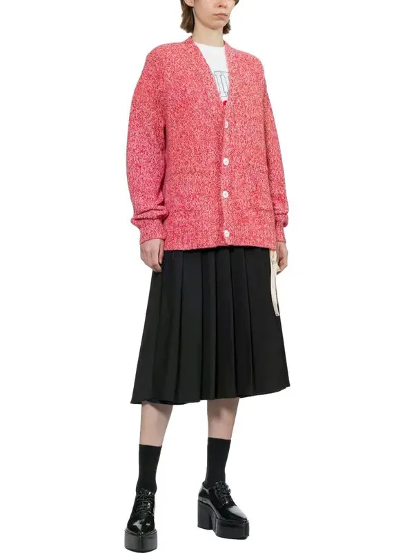 Joshua Sanders Smiley-motif Marl-knit Cardigan - Red