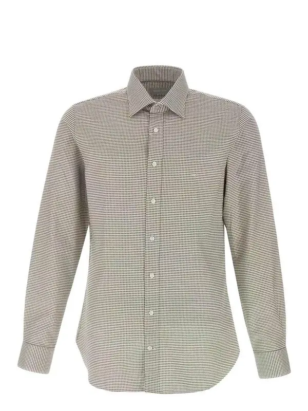 Michael Kors Micro-check Cotton Shirt - Neutrals