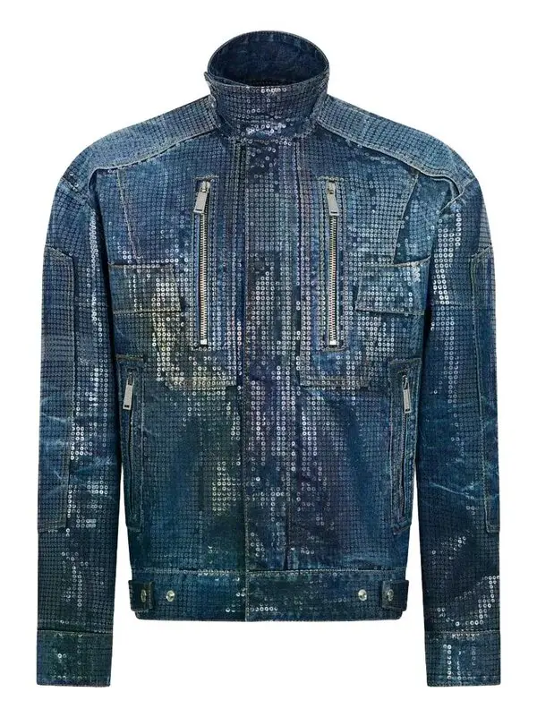 Dsquared2 Sequin-embellished Denim Jacket - Silver