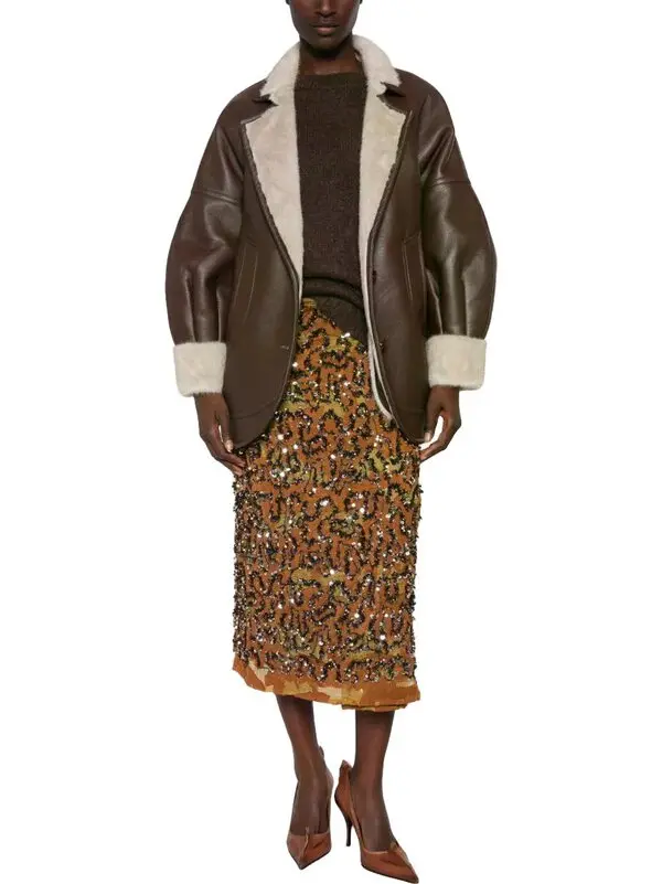 Dixie Faux-shearling Trim Coat - Brown