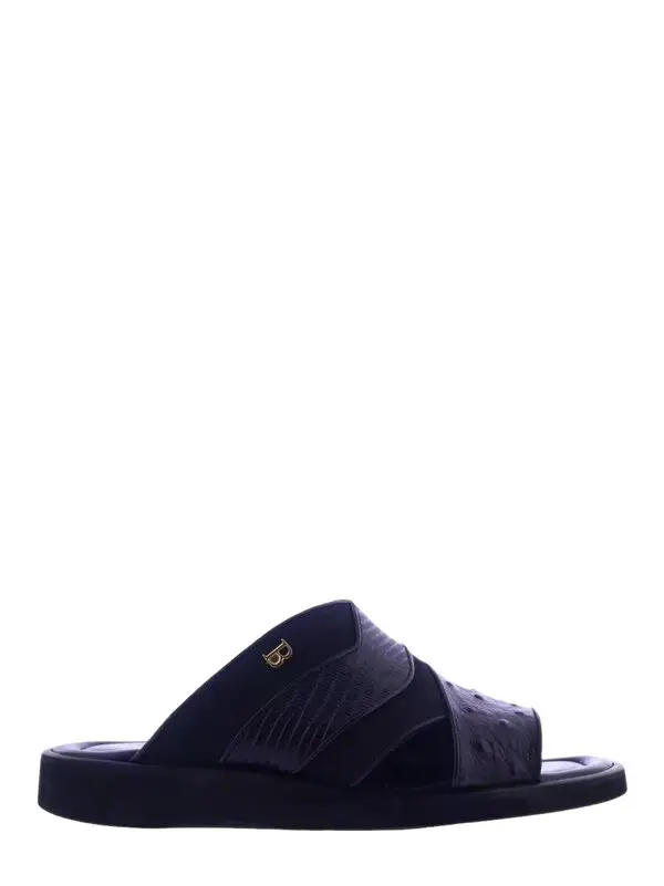 PARIS PUNK Bertozzi Ostrich-effect Leather Sandals - Black