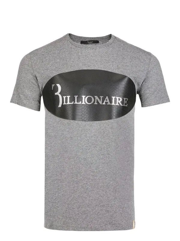 BILLIONAIRE Logo-print Snakeskin-effect T-shirt - Grey