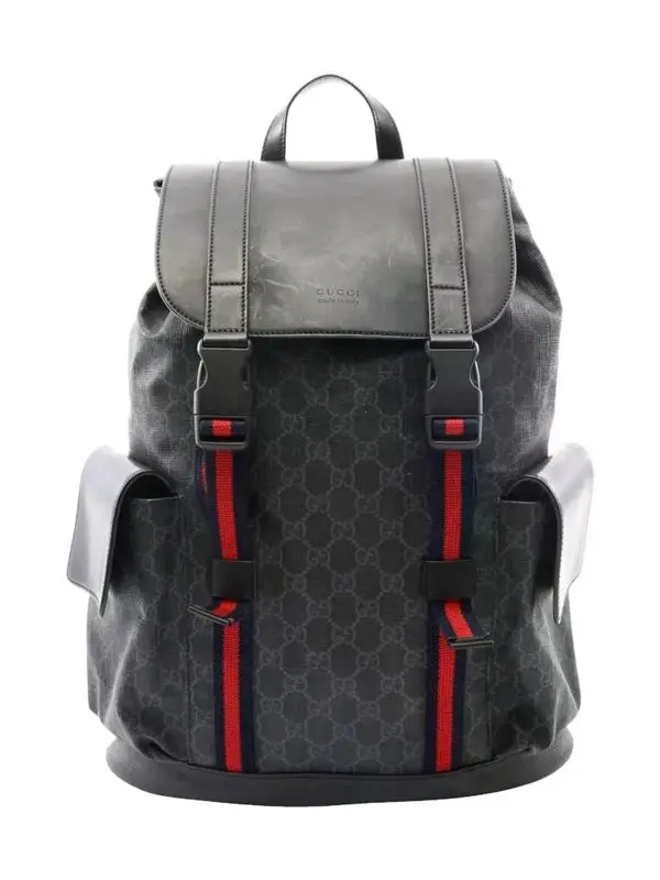 Gucci 2016-2026 Gg Supreme Web Double Buckles Backpack - Black