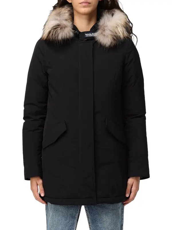Woolrich Arctic Water-repellent Knee-length Parka With Shearling Hood - Black