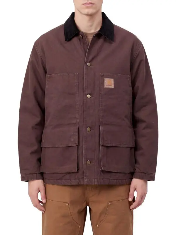 Carhartt Work In Progress Cotton Canvas Shirt Jacket With Velvet Collar - Black