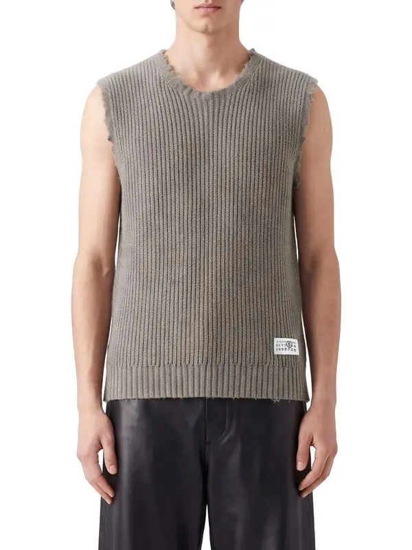 MAISON MARGIELA Distressed-effect Wool-blend Knit Vest - Beige