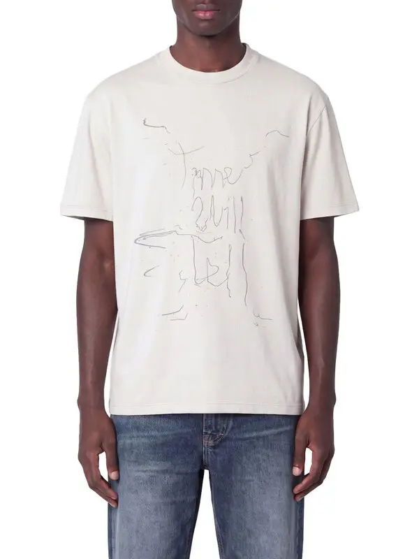 Our Legacy Abstract Print Organic Cotton T-shirt With Dropped Shoulders - Ivory