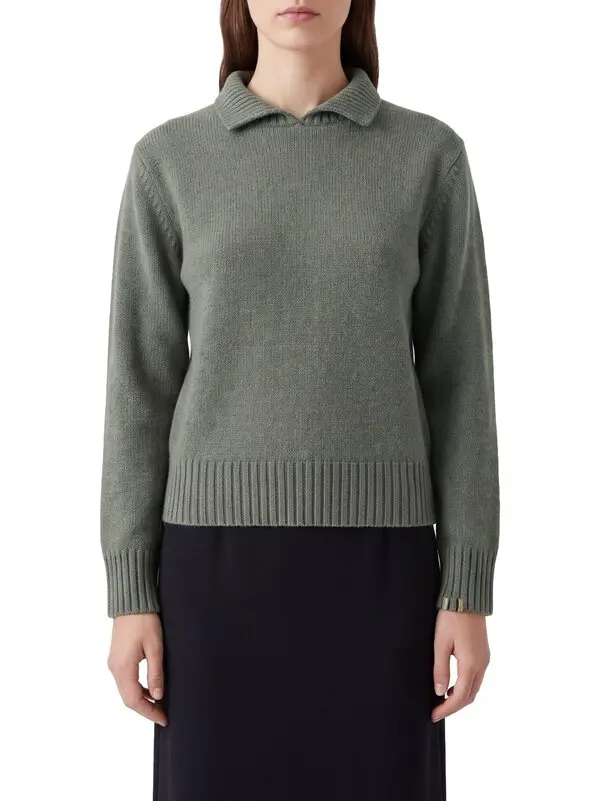 Extreme Cashmere 100% Cashmere Crew-neck Sweater With Ribbed Trims - Green
