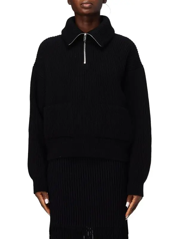 Alaïa Cashmere Turtleneck Sweater With Half-zip And Relaxed Fit - Black