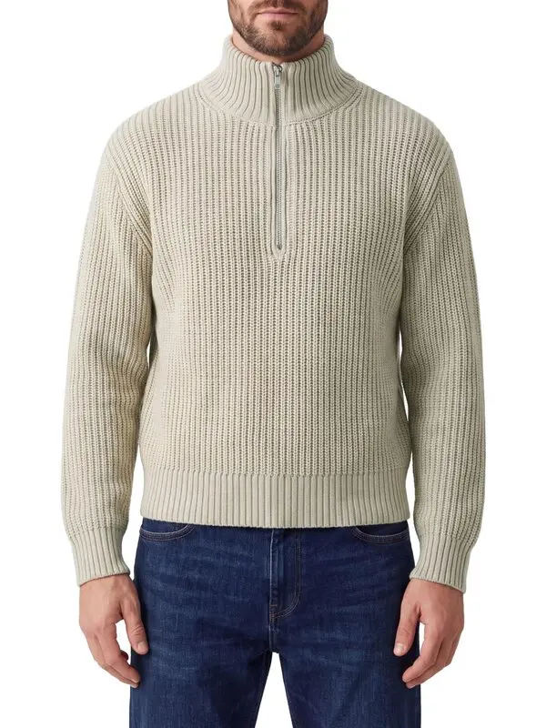 Camper Ribbed Wool Blend Half-zip High Neck Sweater - Grey