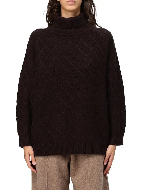 Max Mara Wool And Cashmere Turtleneck Sweater With Dropped Shoulders - Brown