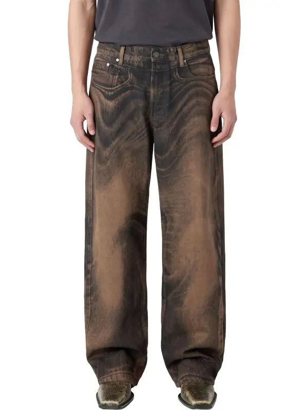 Camper Wide-leg Jeans In Distressed Denim With Bleached Effect - Multicolor