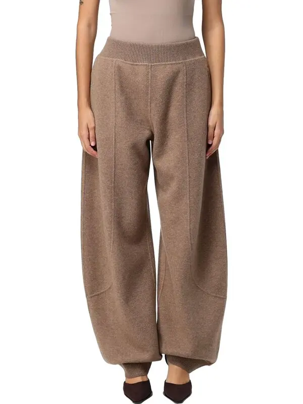 Max Mara Wide-leg Knit Pants In Wool And Cashmere - Beige