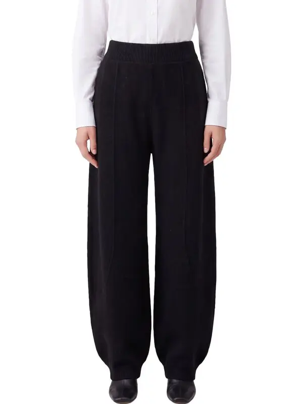Max Mara Wide-leg Knit Pants In Wool And Cashmere - Grey