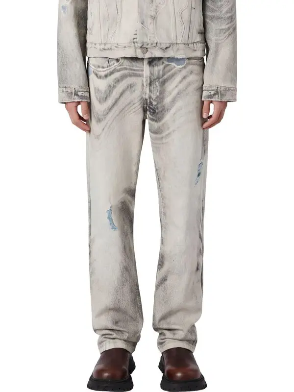 Camper Straight Jeans In Distressed Denim With Bleached Wash - Multicolor