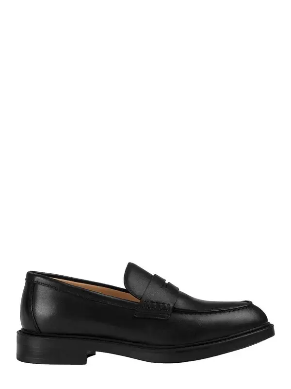 DOUCAL'S Smooth Calfskin Penny Loafers With Rubber Sole - Black