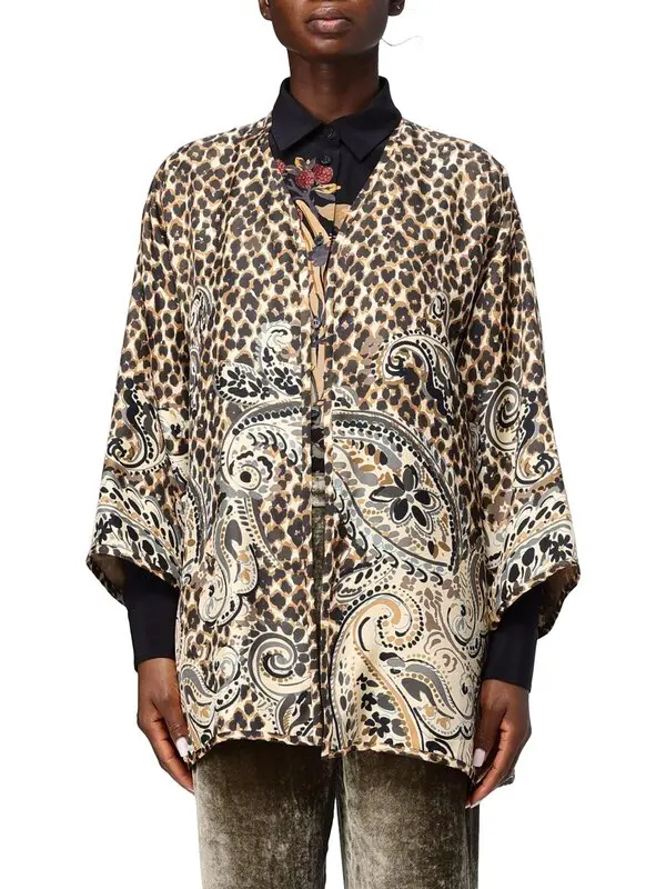 Etro Paisley And Animal Print Silk Robe Jacket - Gold