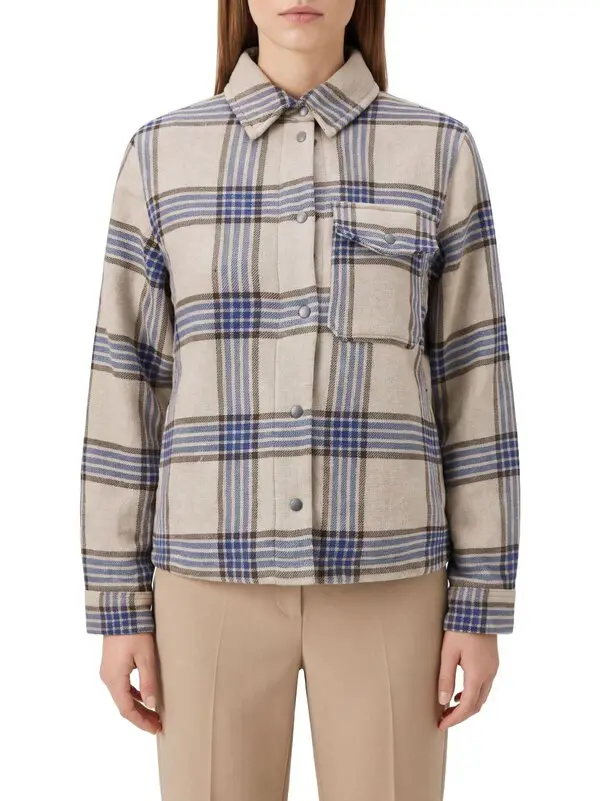 Woolrich Alaska Tartan Wool Blend Overshirt With Flap Pockets - Blue