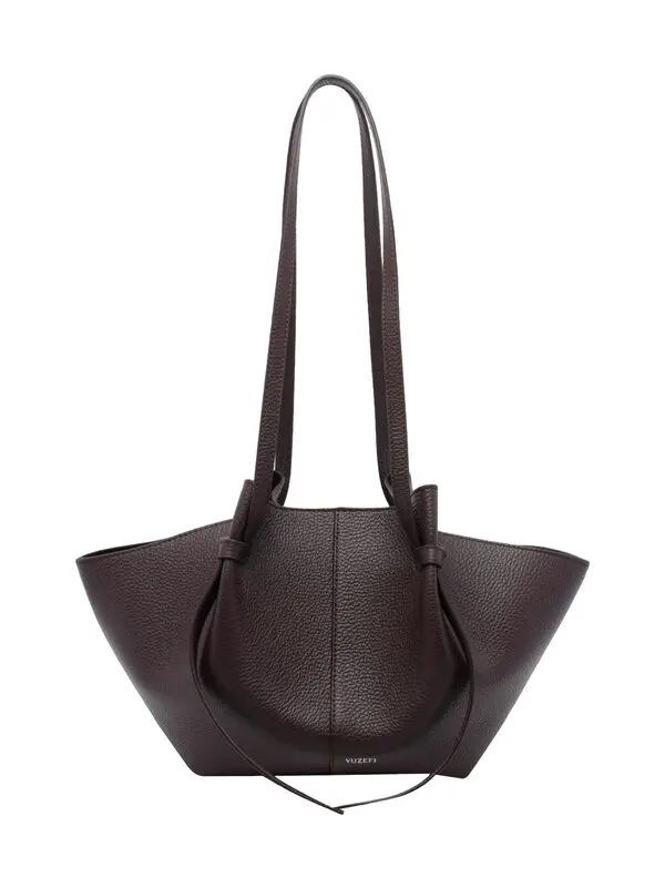 Yuzefi Mochi Grained Calfskin Flared Shoulder Bag - Brown