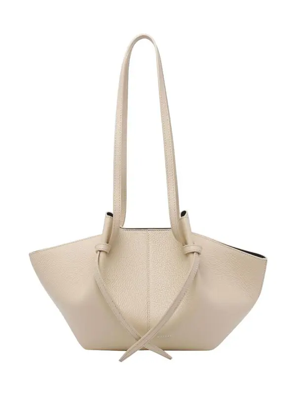 Yuzefi Mochi Grained Calfskin Flared Shoulder Bag - White