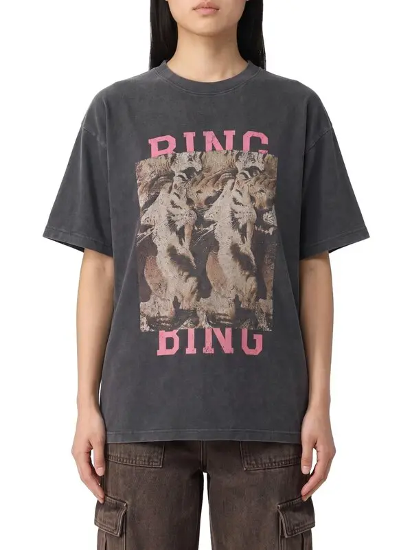 ANINE BING Relaxed Fit Cotton T-shirt With Graphic Print - Black