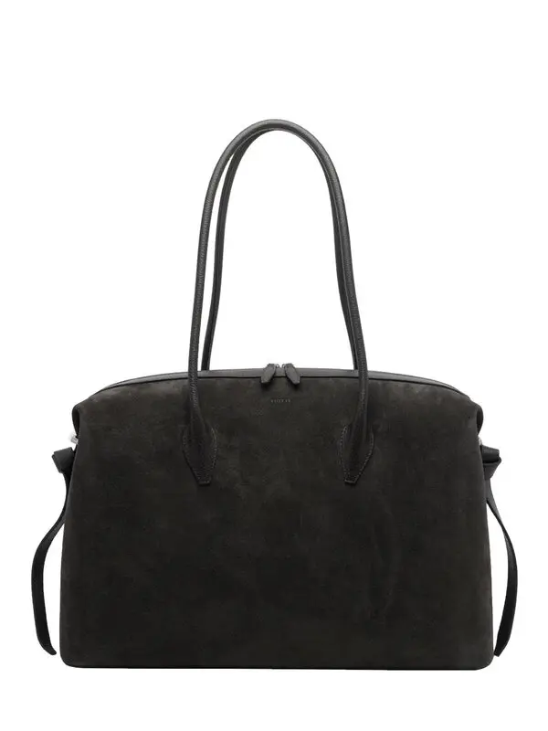Yuzefi Brioche Large Suede Calfskin Shoulder Bag With Zip - Brown