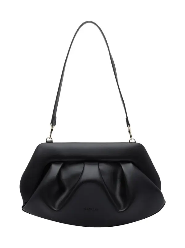 THEMOIRE Bios Clutch In Recycled Vegan Leather With Removable Handle - Black